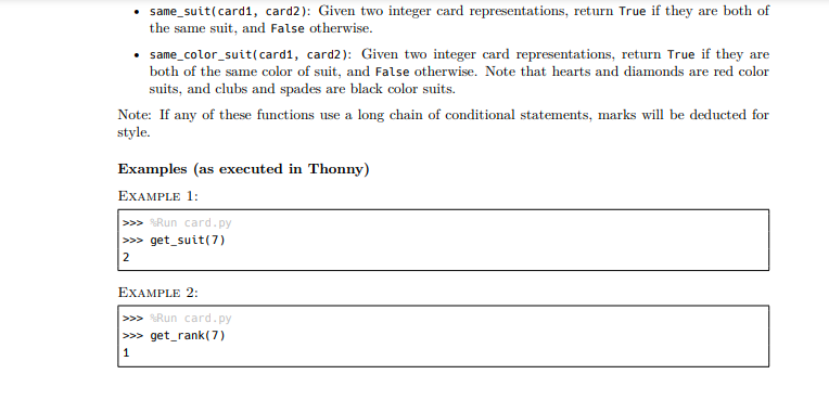 Solved Card problem in PYTHON for THONNY IDE have learned | Chegg.com