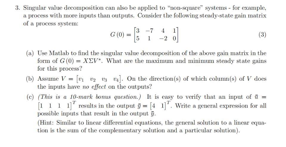 Solved 3. Singular value decomposition can also be applied | Chegg.com