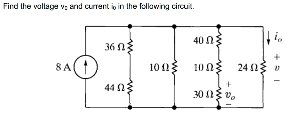 Solved Find the voltage v0 and current i0 in the following | Chegg.com
