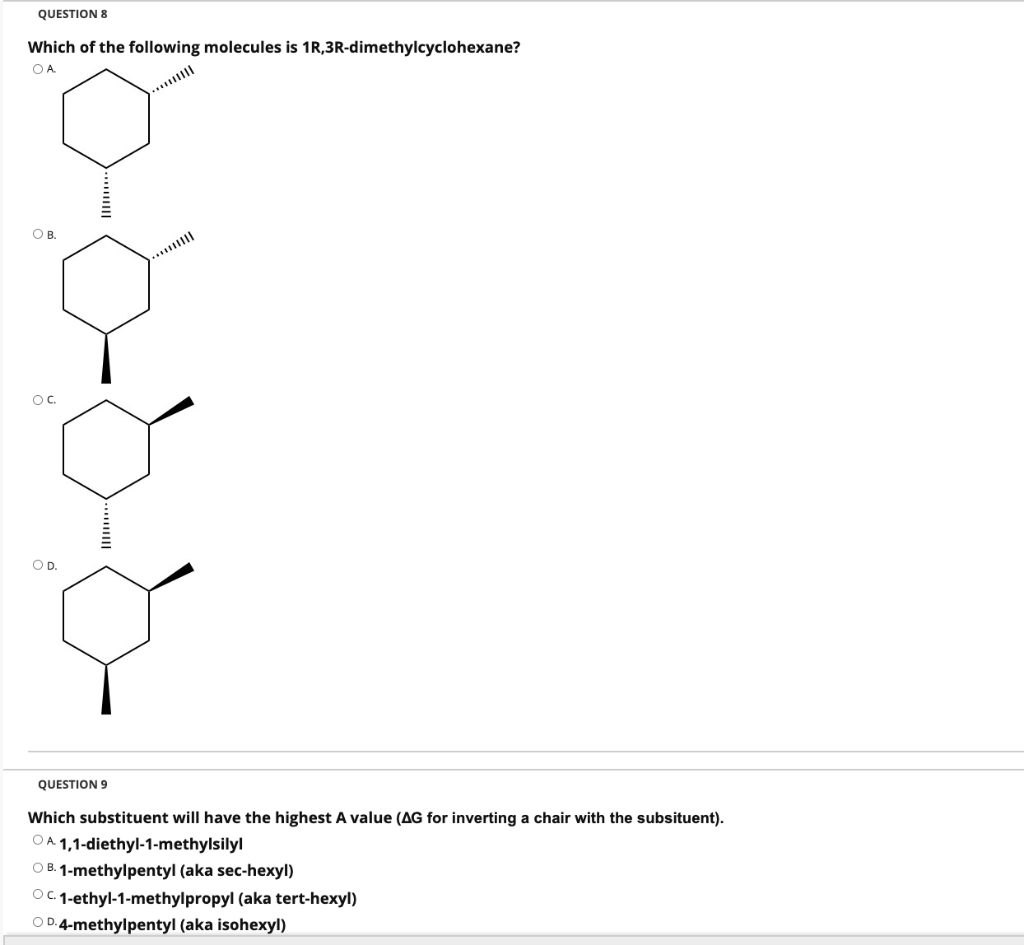 Solved QUESTION 8 Which of the following molecules is | Chegg.com