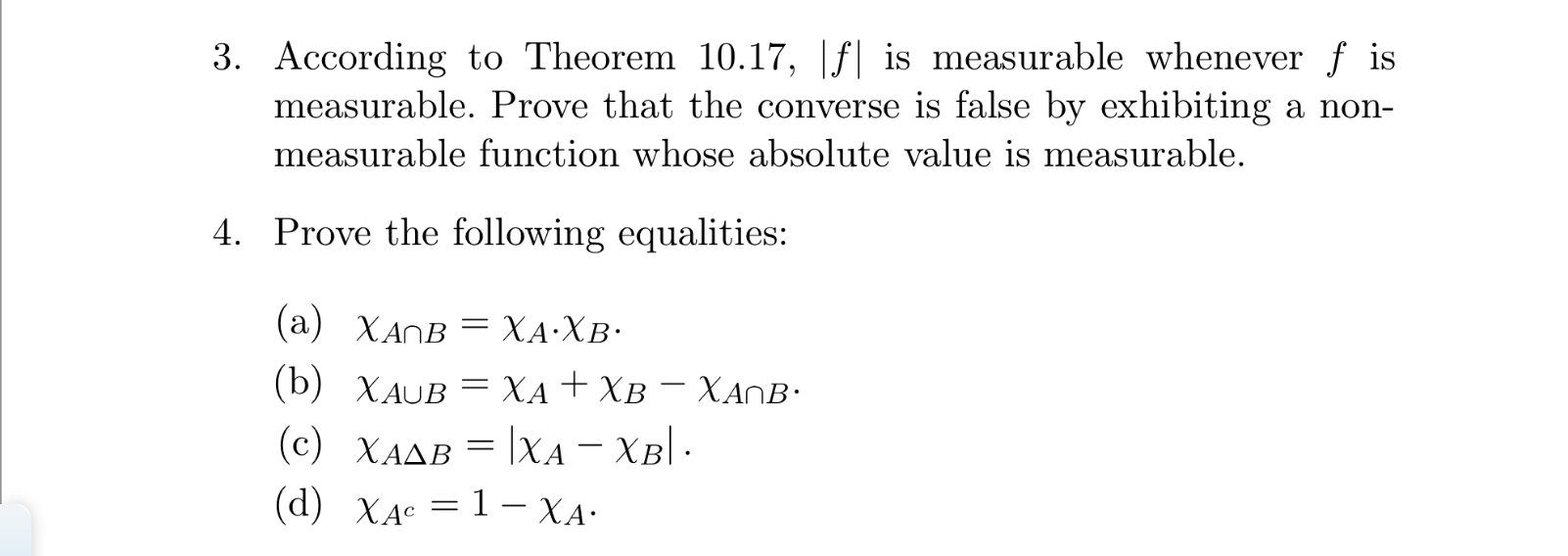 Solved 3 According To Theorem 10 17 ∣f∣ Is Measurable
