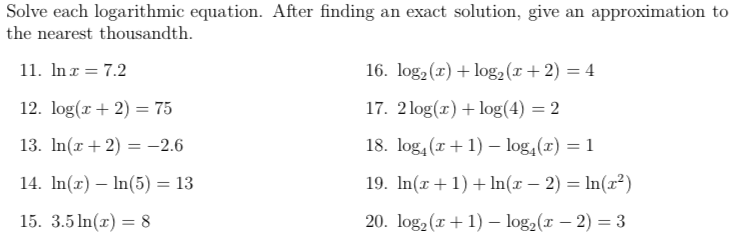 Solved Solve each logarithmic equation. After finding an | Chegg.com