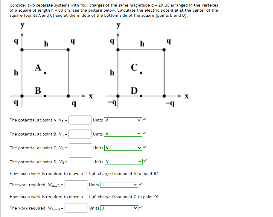 Solved Consider two separate systems with four charges of | Chegg.com