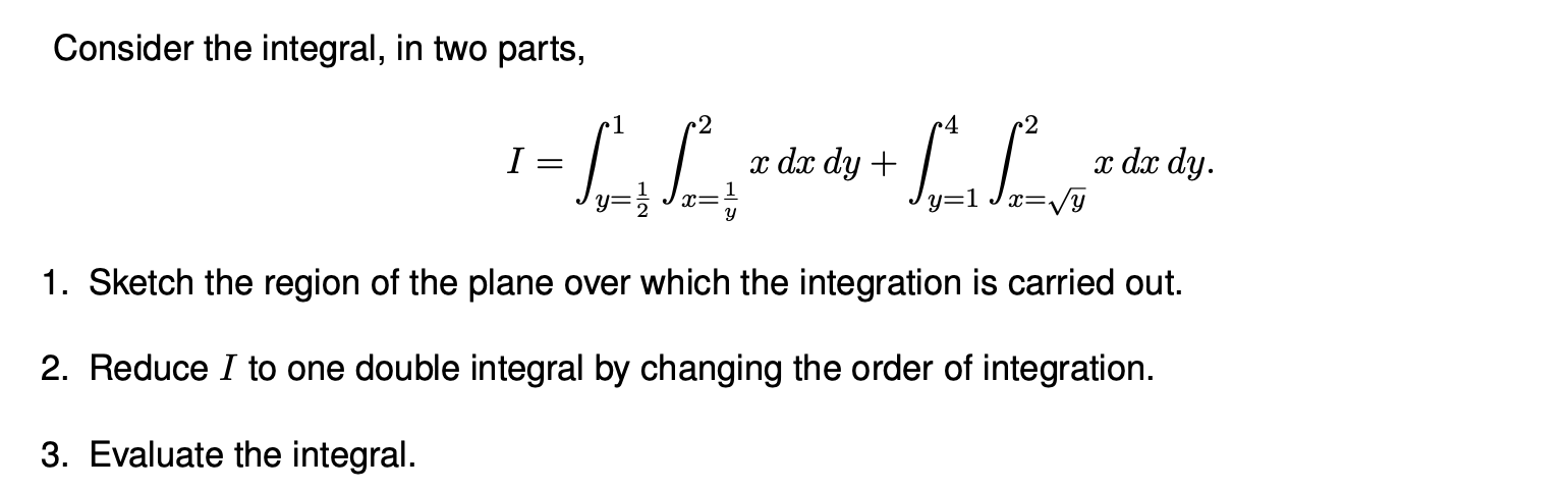 Solved Consider the integral, in two parts, | Chegg.com
