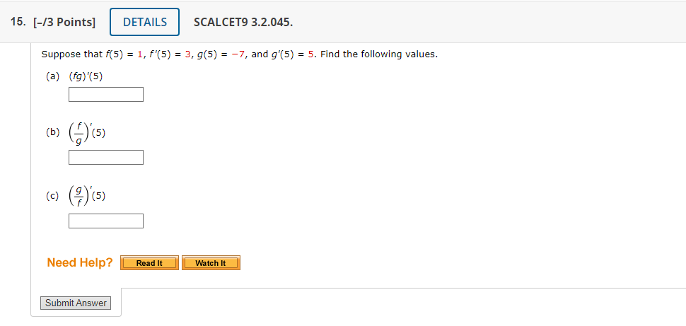 Solved [-/3 Points] SCALCET9 3.2.045. Suppose that | Chegg.com