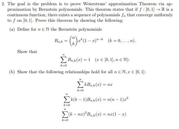 Solved 2. The goal is the problem is to prove Weierstrass' | Chegg.com