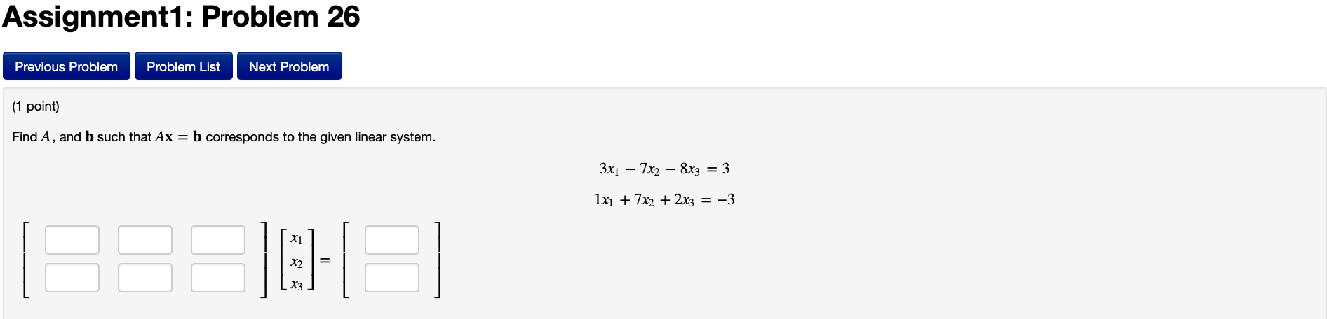 Solved Assignment1: Problem 26 Previous Problem Problem List | Chegg.com