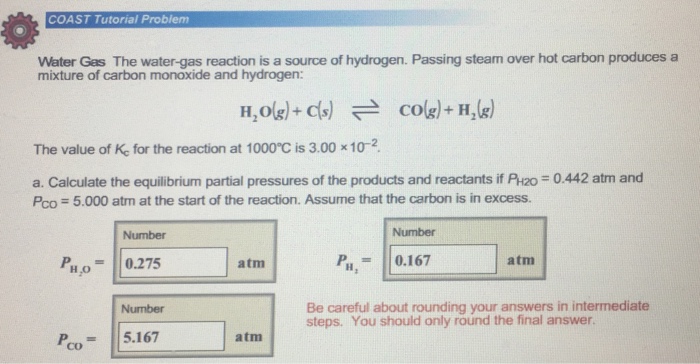 Solved COAST Tutorial Problem is a source of hydrogen. | Chegg.com