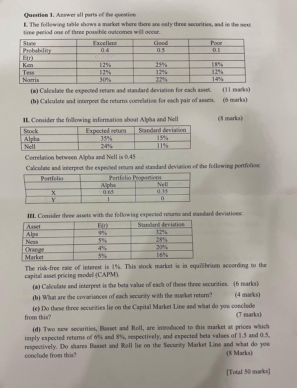 Solved Question 1. Answer all parts of the question I. The | Chegg.com
