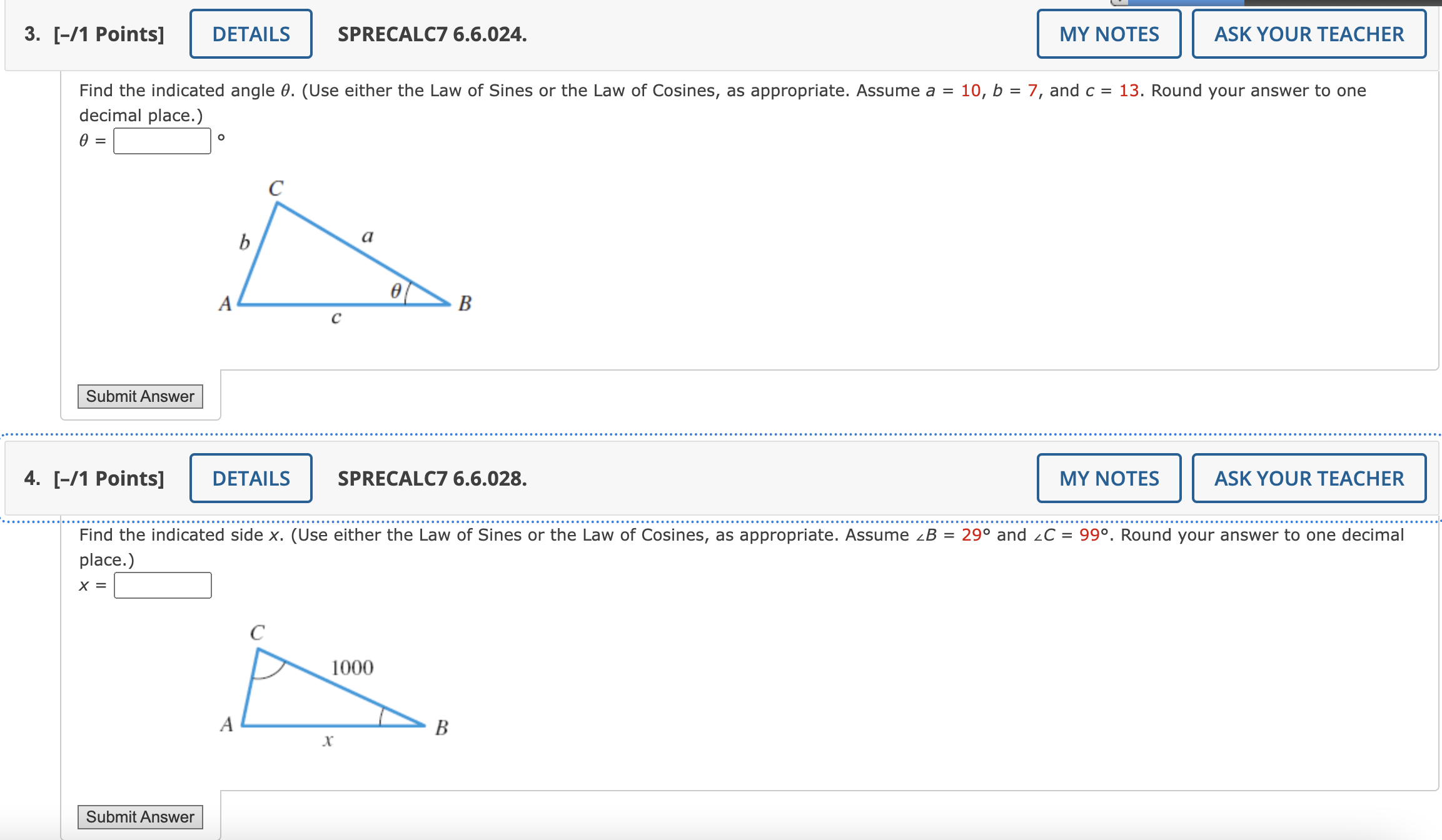 Solved 3. Find the indicated angle 𝜃. (Use either the Law | Chegg.com