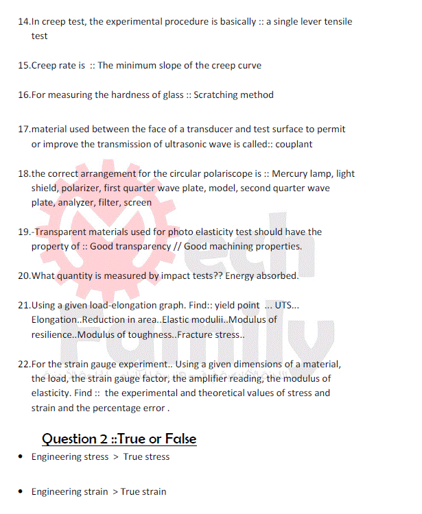 Solved 14.In creep test, the experimental procedure is | Chegg.com