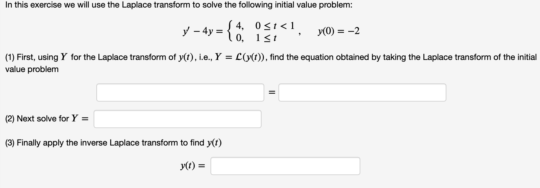 Solved In this exercise we will use the Laplace transform to | Chegg.com
