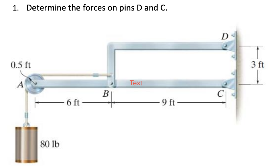 Solved 1. Determine the forces on pins D and C. | Chegg.com