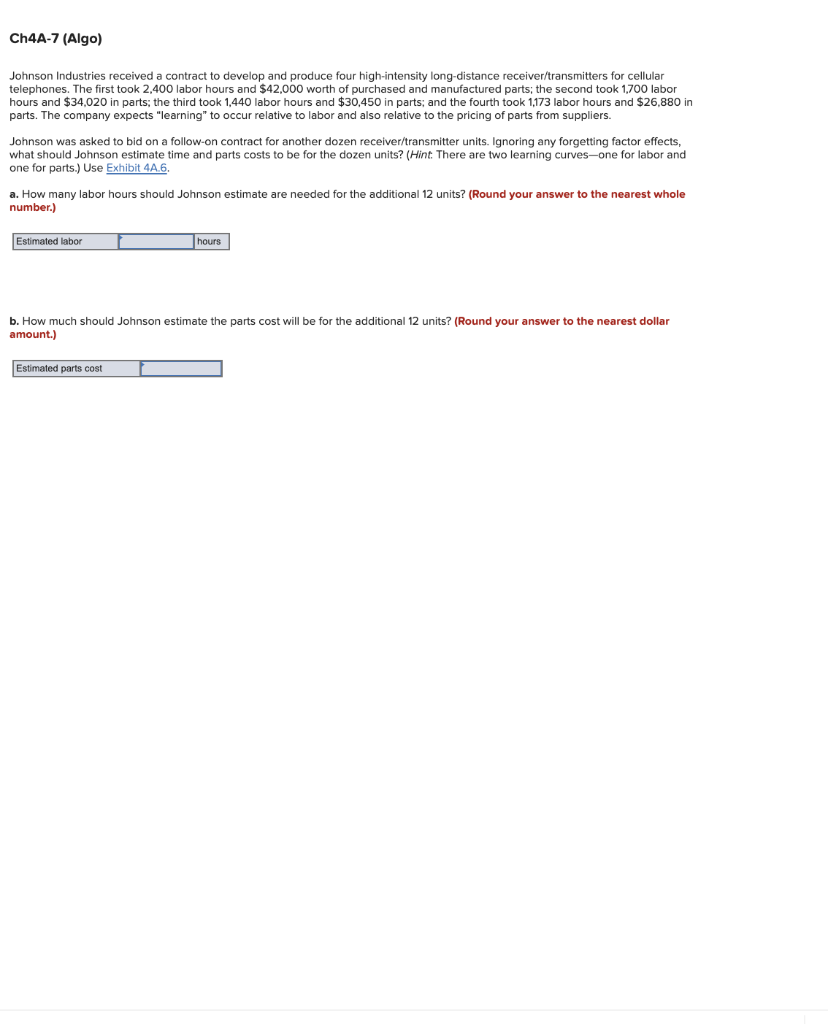 Solved Ch4A-7 (Algo) Johnson Industries received a contract | Chegg.com