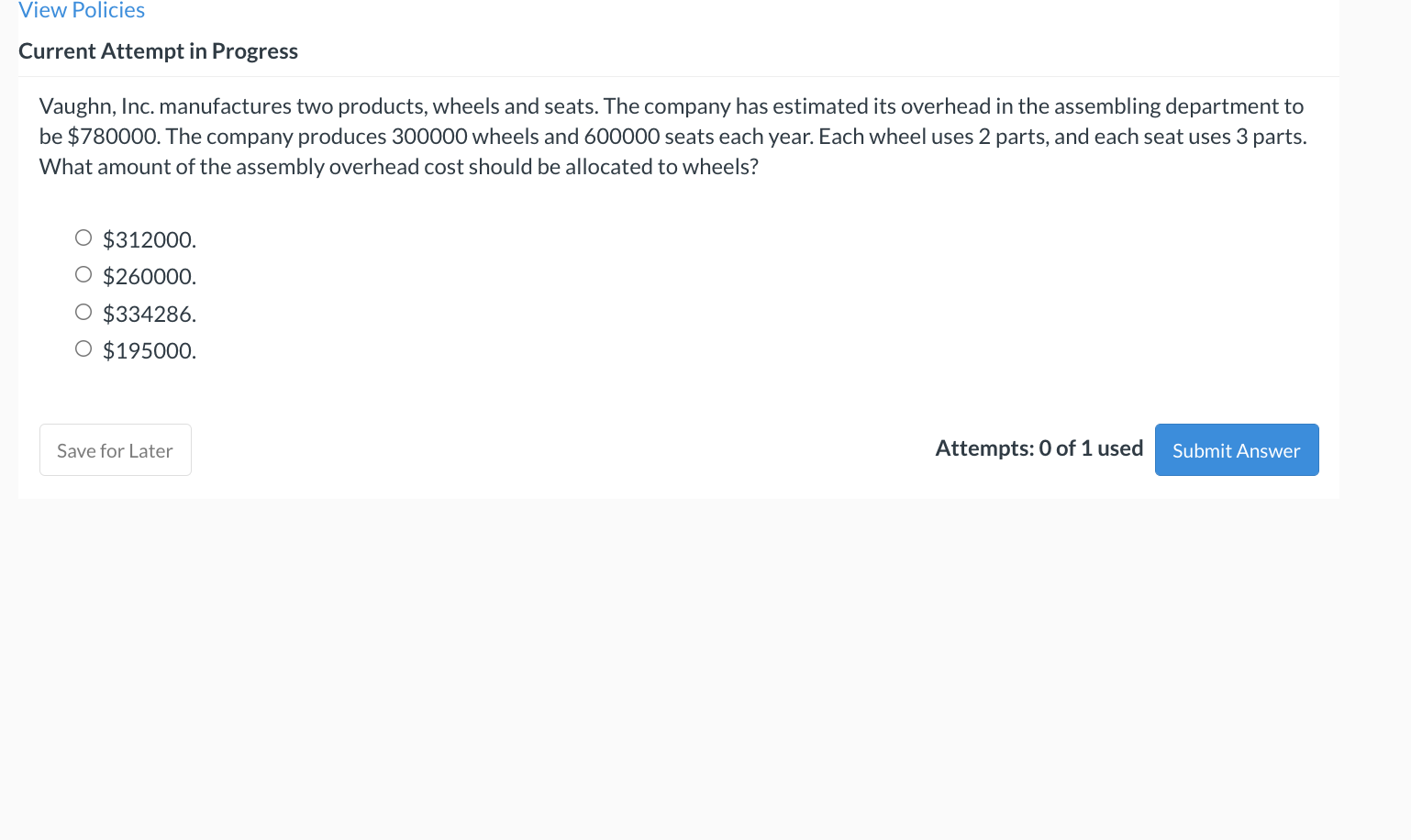 Solved View Policies Current Attempt in Progress Vaughn, | Chegg.com