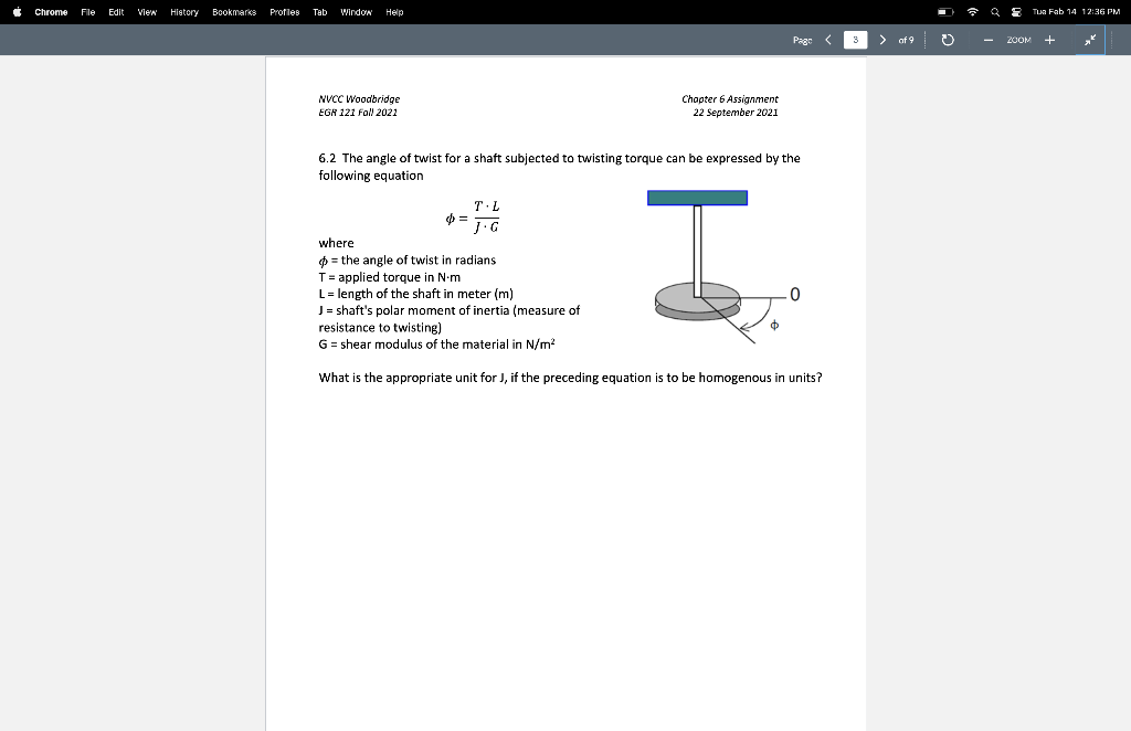 Solved 6.2 The angle of twist for a shaft subjected to | Chegg.com