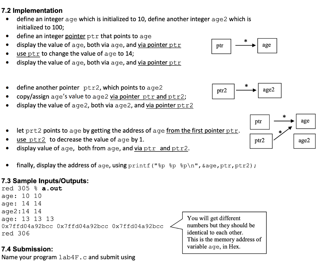 Solved 7.2 lmplementation define an integer age which is | Chegg.com