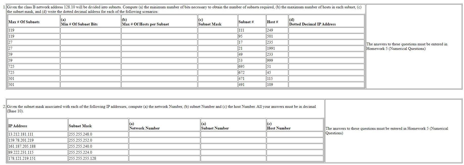 Solved 1 Given The Class B Network Address 12810 Will Be 