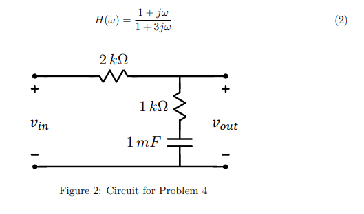 Solved Equation 2 is the transfer function for the circuit | Chegg.com