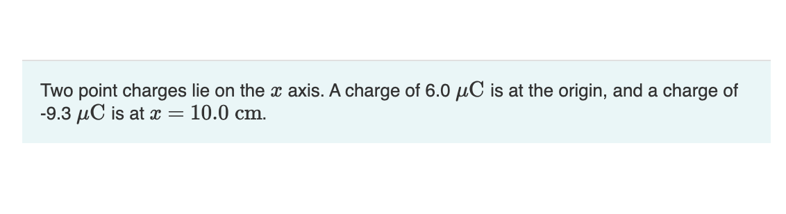Two point charges lie on the x axis. A charge of | Chegg.com