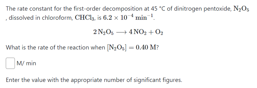 Solved The rate constant for the first-order decomposition | Chegg.com