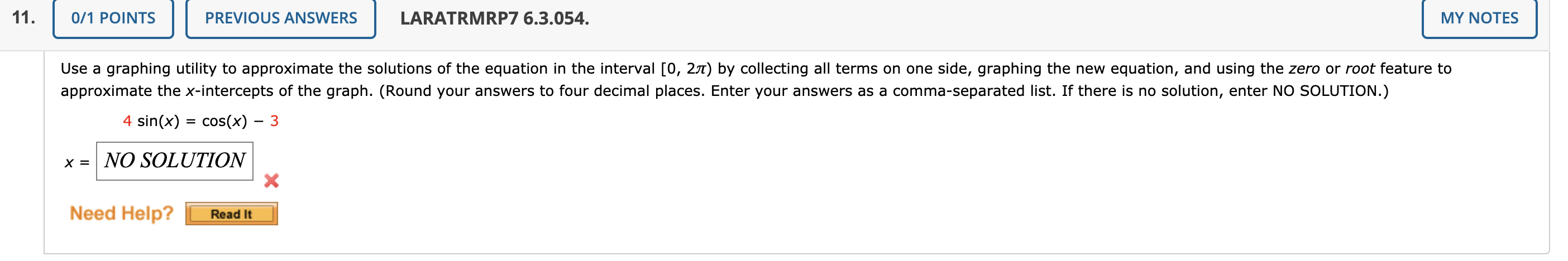 Solved 0/1 POINTS PREVIOUS ANSWERS LARATRMRP7 6.3.036. Solve | Chegg.com