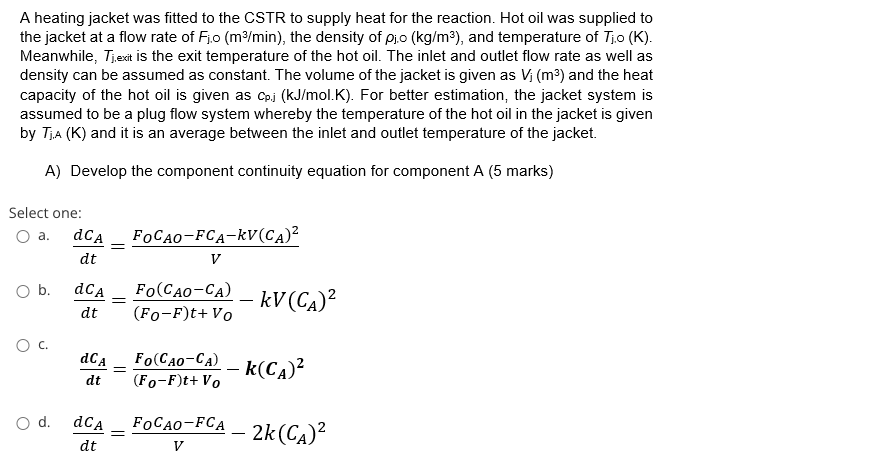 Solved Component A is converted to component B in | Chegg.com