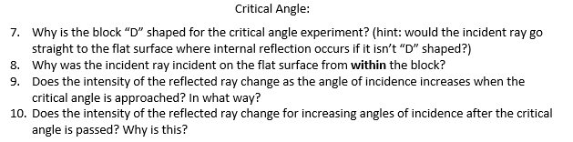 Solved Critical Angle: 7. Why is the block "D" shaped for | Chegg.com