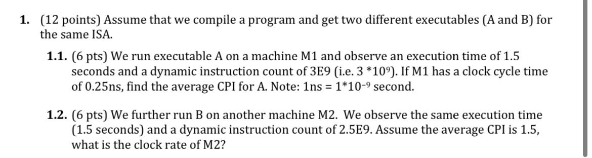 Solved (12 points) Assume that we compile a program and get | Chegg.com