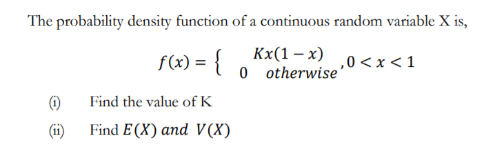 Solved The probability density function of a continuous | Chegg.com