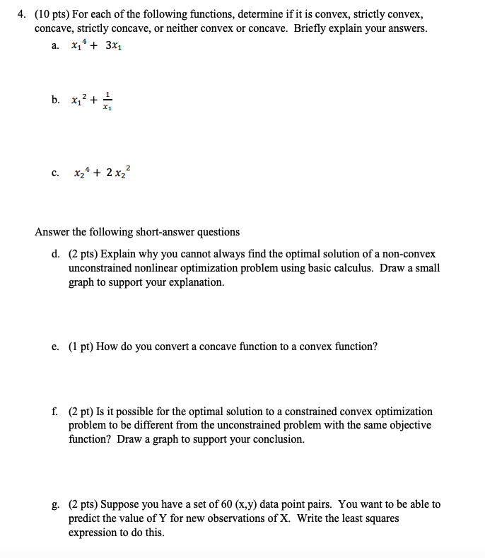 Solved (10 pts) For each of the following functions, | Chegg.com