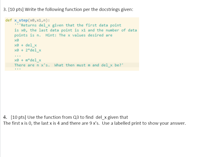 Solved 1. [10 pts] Write the following functions per the | Chegg.com