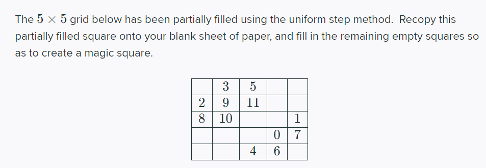 Solved The 5 x 5 grid below has been partially filled using | Chegg.com