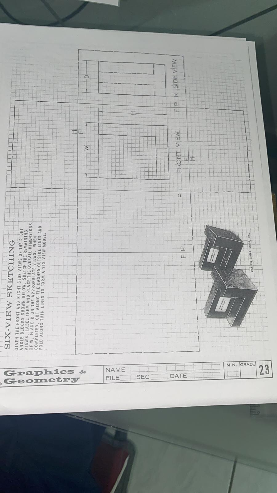 Solved Geometry Graphics & SIX-VIEW SKETCHING GIVEN THE | Chegg.com