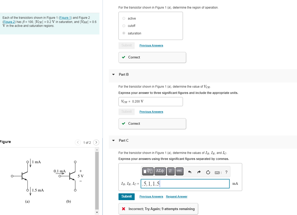Solved For the transistor shown in Figure 1 (a), determine | Chegg.com