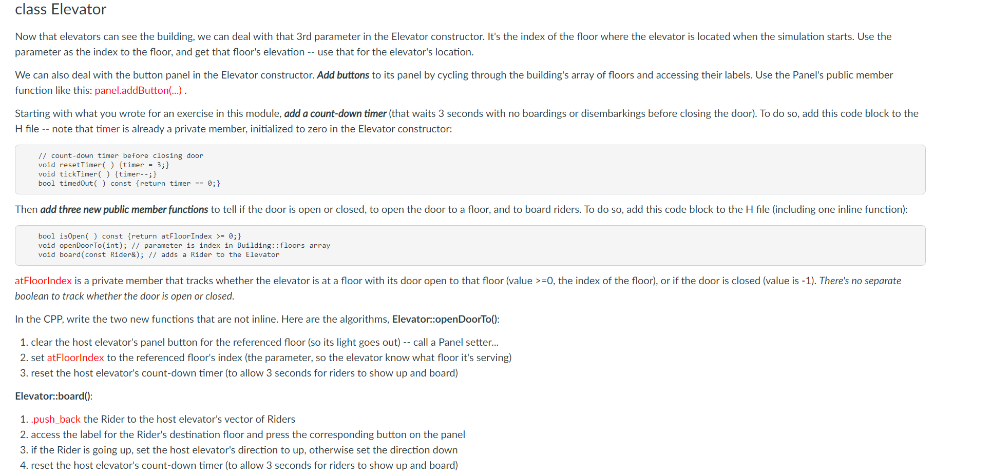Solved Write the first version of the elevator simulation, | Chegg.com