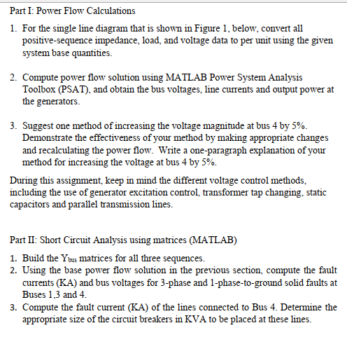 Part I: Power Flow Calculations 1. For the single | Chegg.com