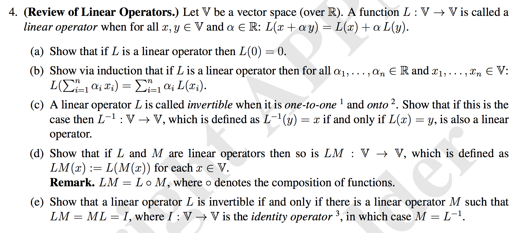 Solved → V is called a 4. (Review of Linear Operators.) Let | Chegg.com