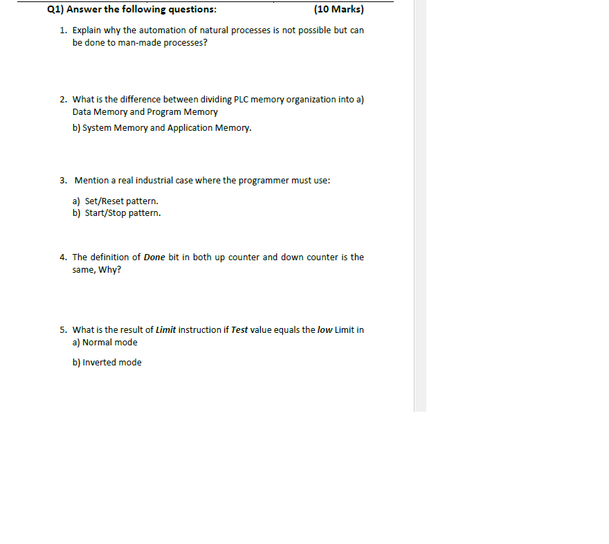 Solved Q1) Answer the following questions: (10 Marks) 1. | Chegg.com