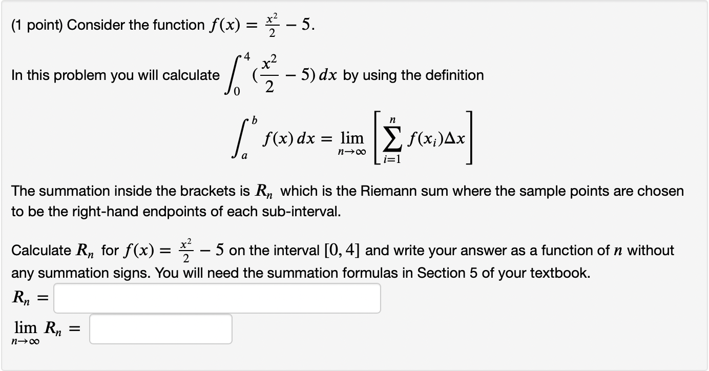 Solved (1 point) Consider the function f(x)=2x2−5. In this | Chegg.com