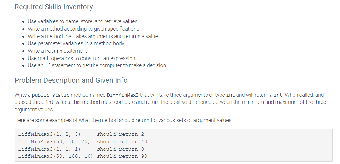 Solved Required Skills Inventory • Use variables to name, | Chegg.com