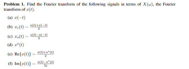 Solved Problem 1. Find the Fourier transform of the | Chegg.com