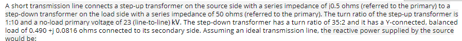 Solved A short transmission line connects a step-up | Chegg.com