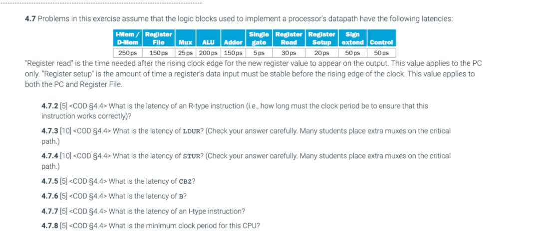 Solved 4.7 Problems in this exercise assume that the logic | Chegg.com