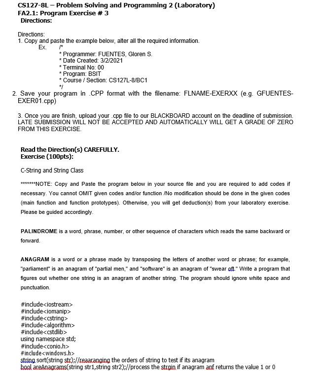 Solved Ex Cs127 8l Problem Solving And Programming 2