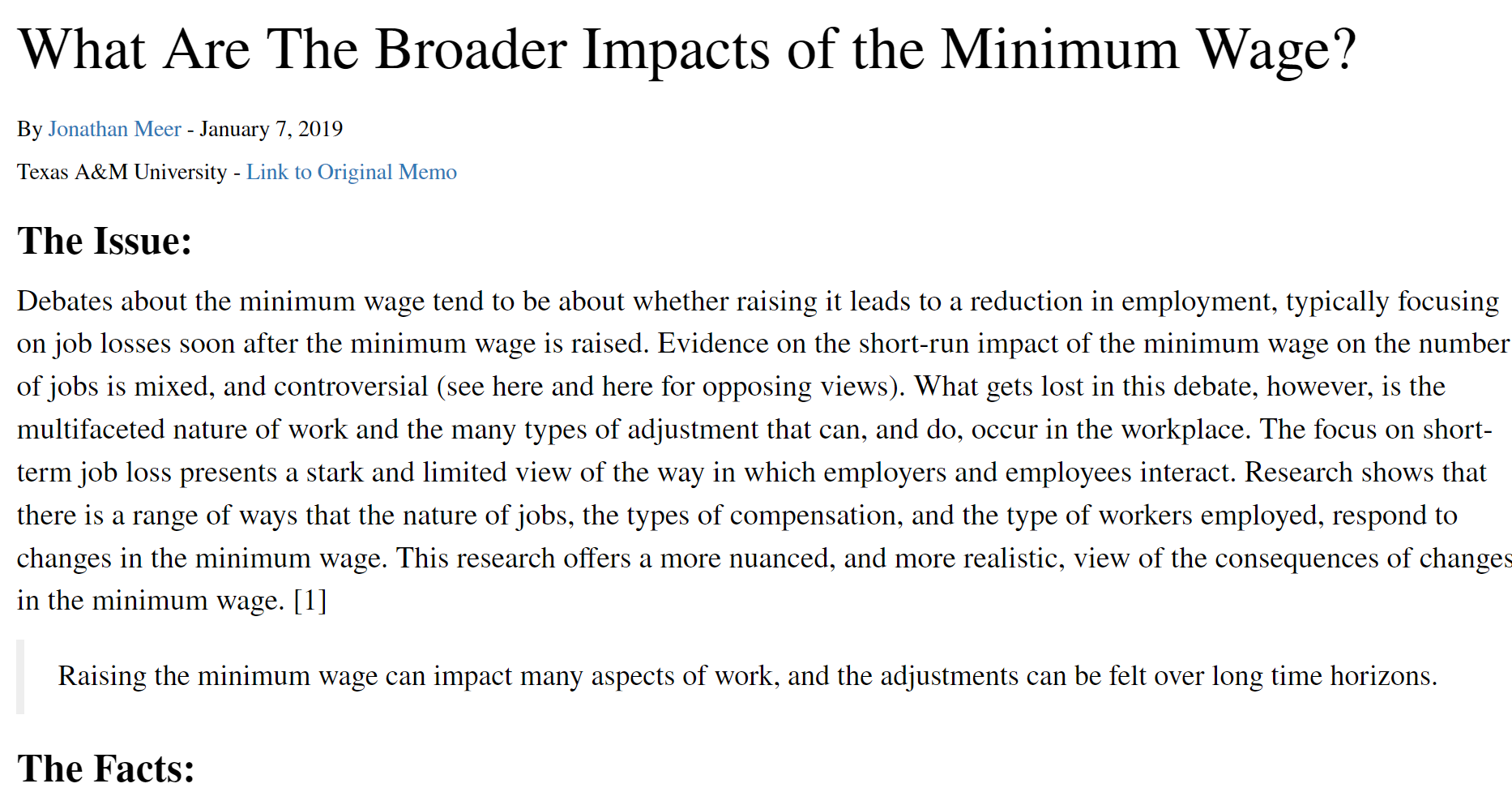 Solved What Are The Broader Impacts of the Minimum Wage?By | Chegg.com