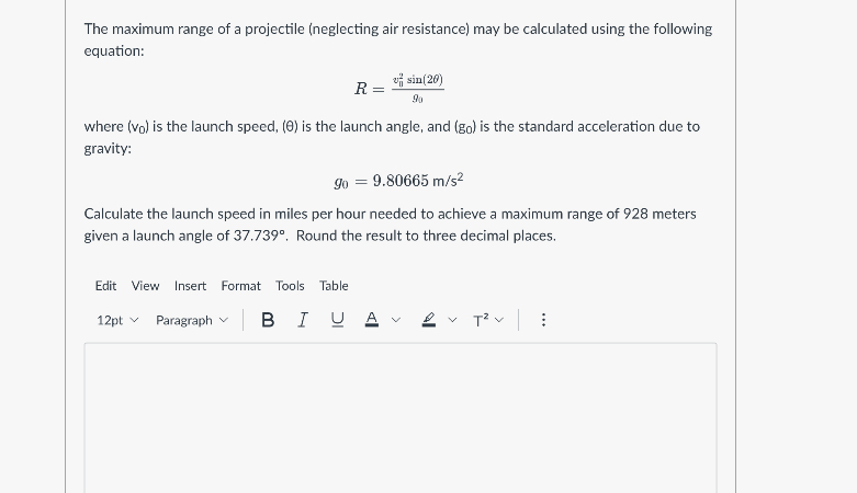 Solved The maximum range of a projectile (neglecting air | Chegg.com