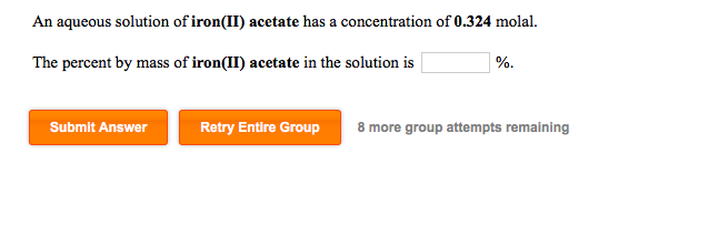 Solved An aqueous solution of iron(II) acetate has a | Chegg.com