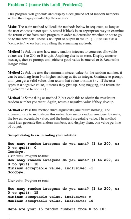 Solved Problem 2 (name this Lab8 Problem2) This program will | Chegg.com