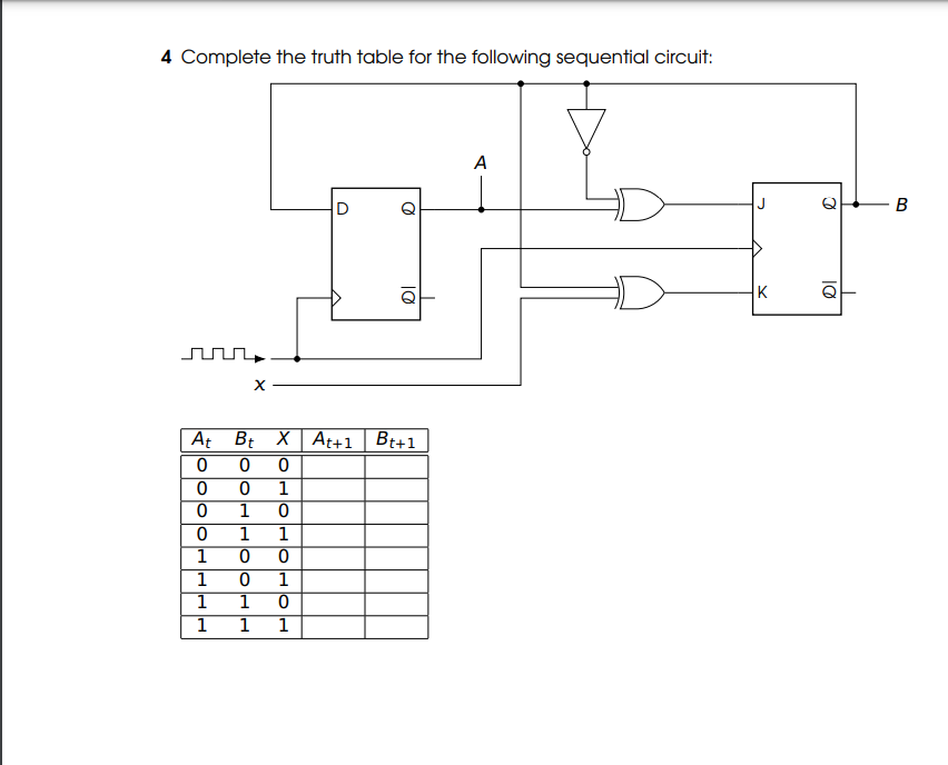 Solved 4 Complete the truth table for the following | Chegg.com